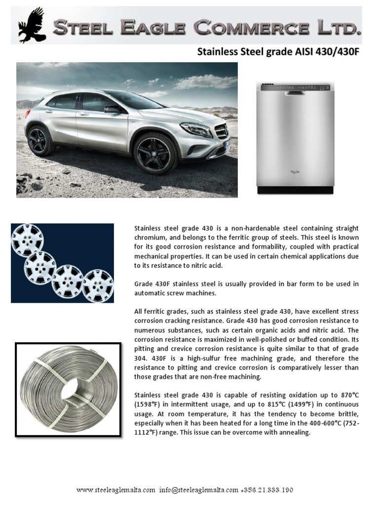 Stainless Steel Grade AISI 430/430F | PDF | Stainless Steel | Corrosion