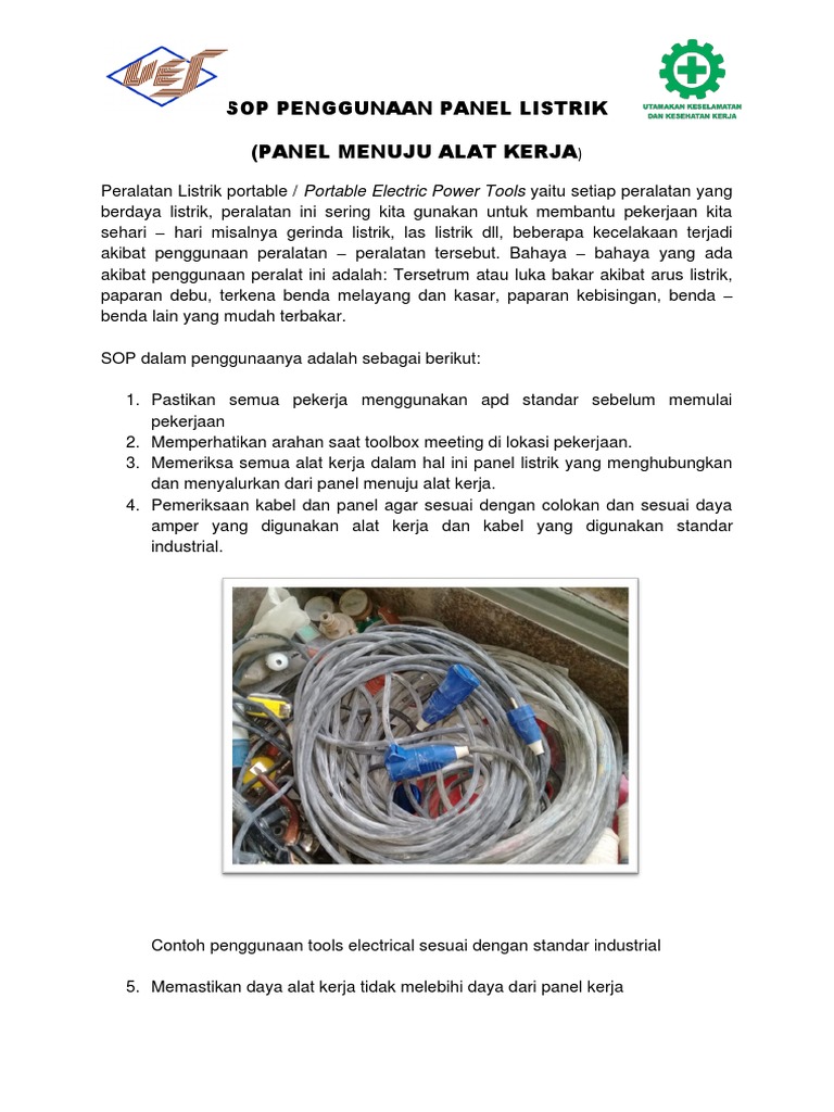 Sop Penggunaan Panel Listrik | PDF