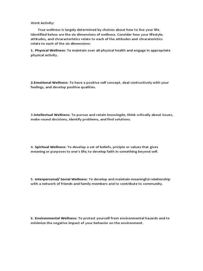 Work Activity Shs | PDF