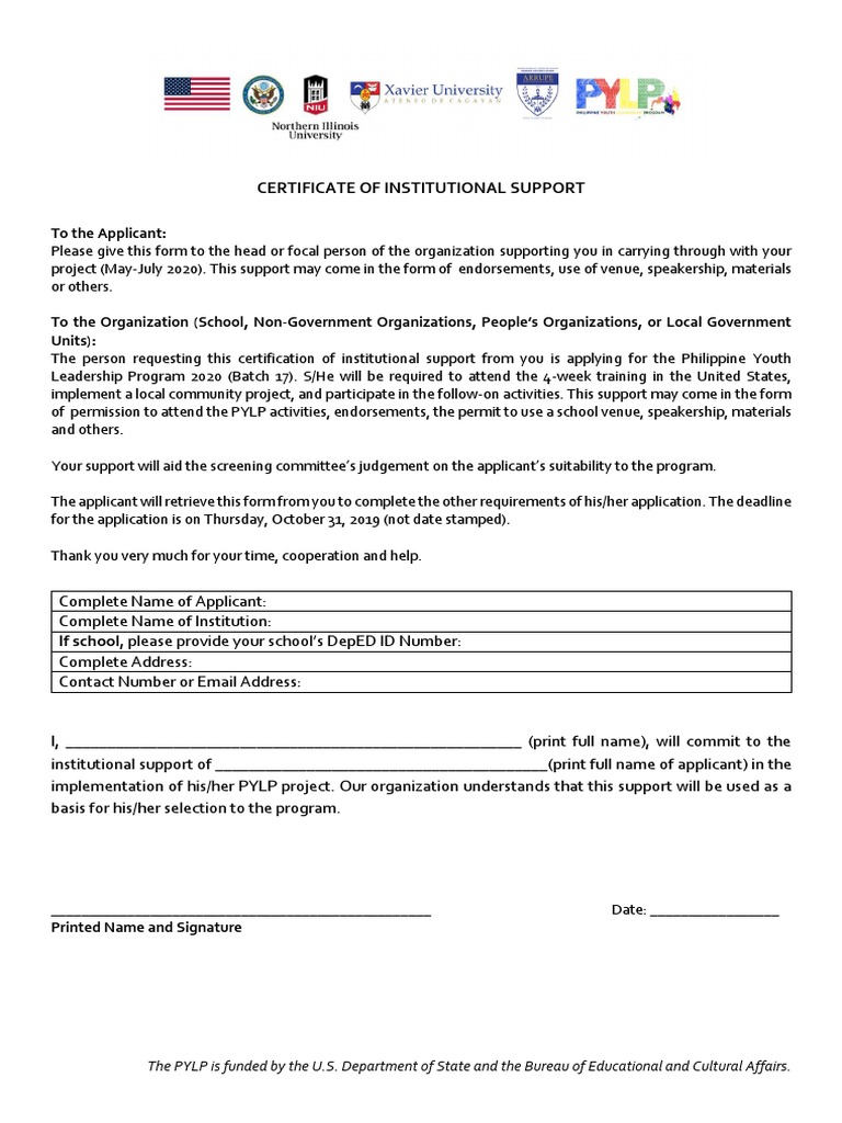 Pylp Certificate of Support | PDF