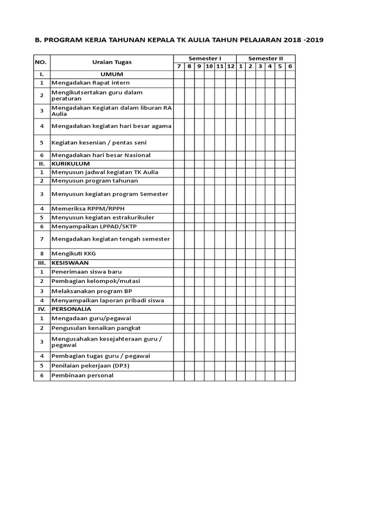Program Kerja Tahunan (Excel) | PDF