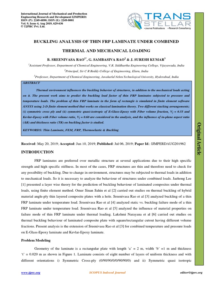 Buckling Analysis of Thin FRP Laminate Under Combined Thermal and ...