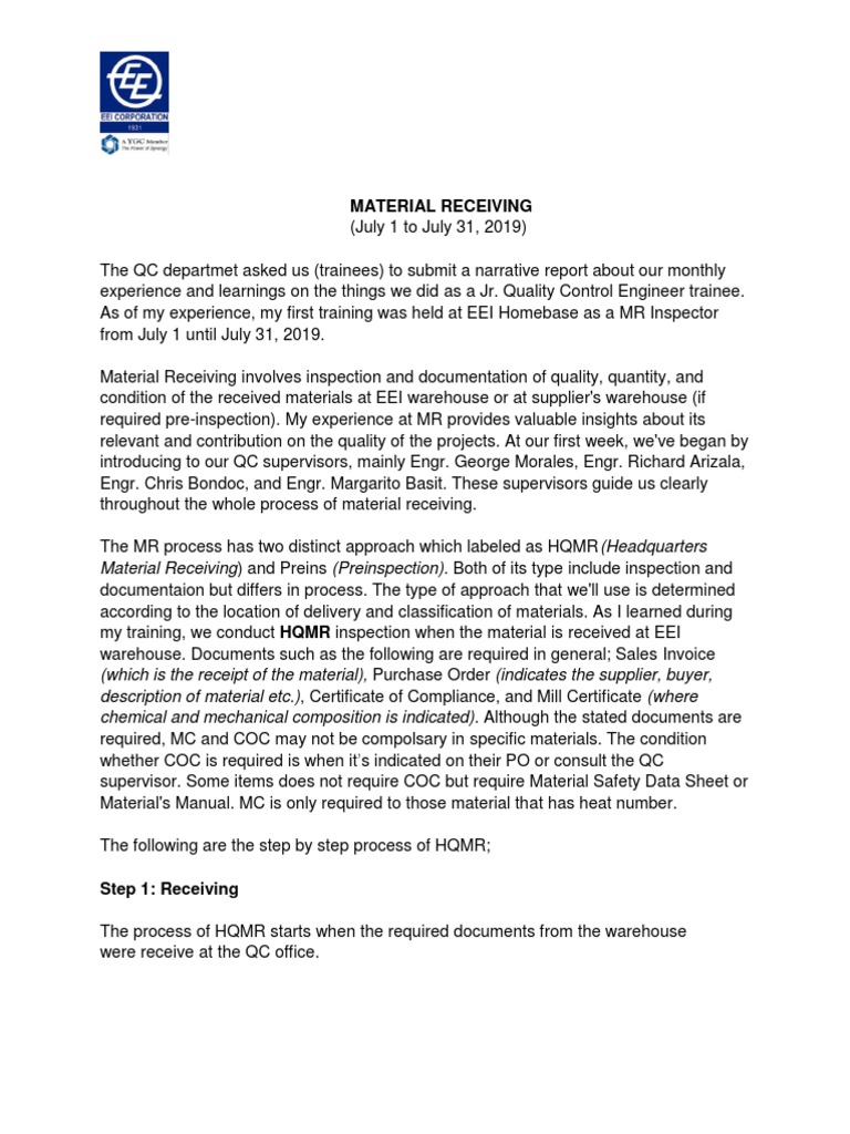 Material Receiving | PDF | Icon (Computing) | Engineering Tolerance