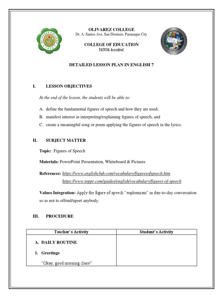 At The End of The Lesson, The Students Will Be Able To | PDF ...