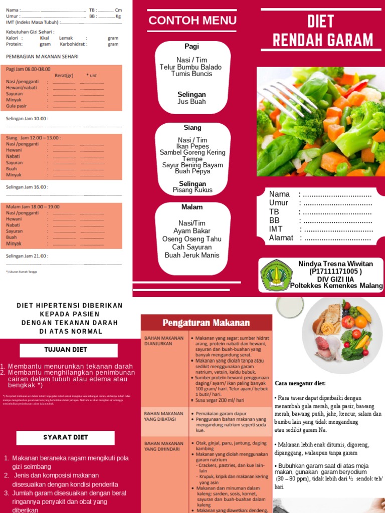 Menu Diet Rendah Garam untuk Hipertensi | PDF