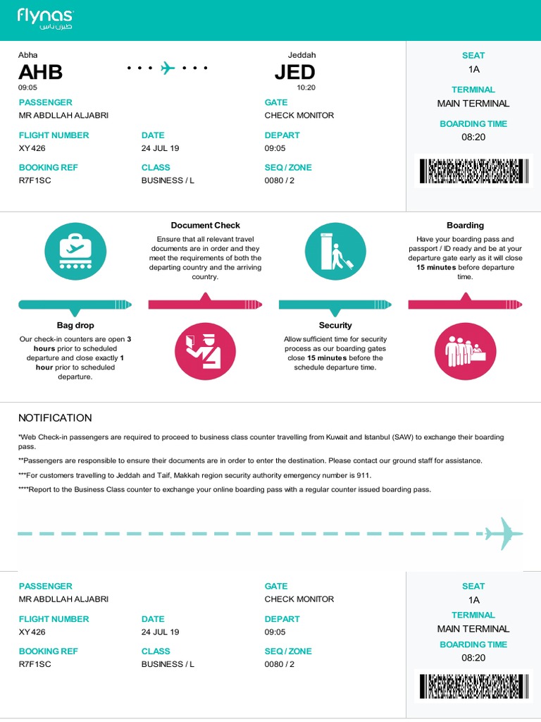Flynas Boarding Pass Instructions | PDF | Aviation | Business