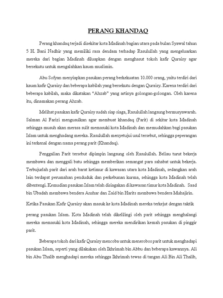 Perang Khandaq | PDF | Perjalanan | Sejarah
