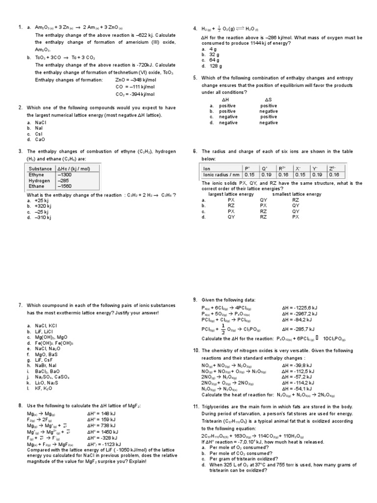 Energetics | Download Free PDF | Enthalpy | Ion