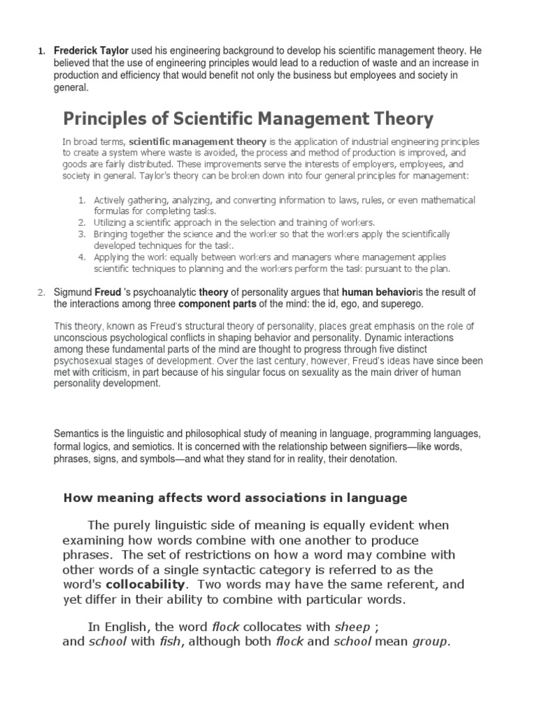 Principles of Scientific Management Theory | PDF | Human Behavior ...