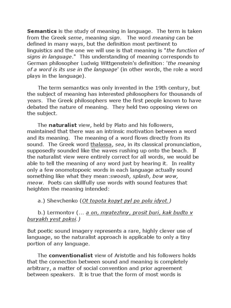 Signs in Language." This Understanding of Meaning Corresponds To of A ...