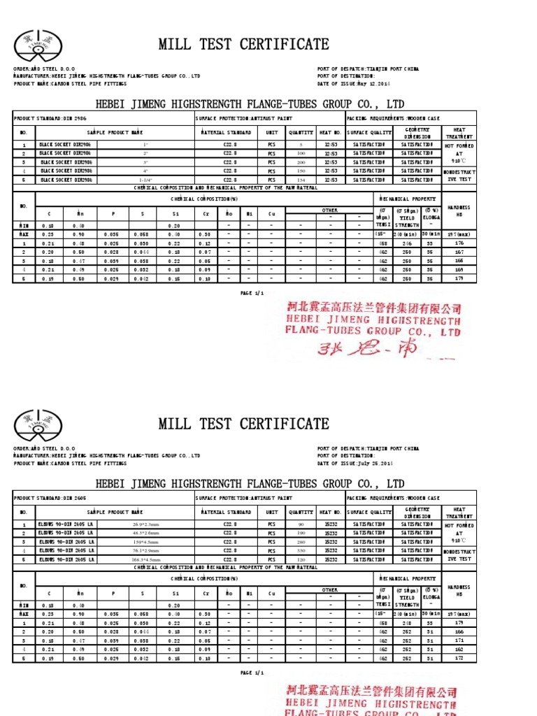 Mill Sheet | PDF | Steel | Pipe (Fluid Conveyance)
