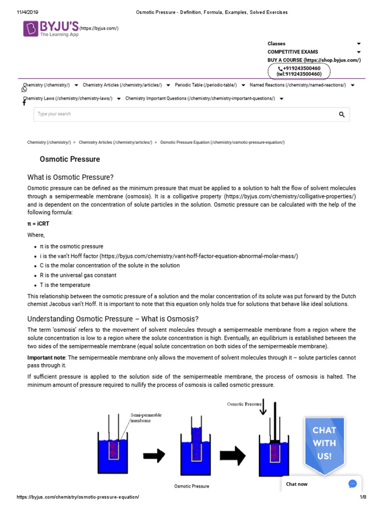 Osmotic Pressure Equation Explained | PDF | Osmosis | Solution