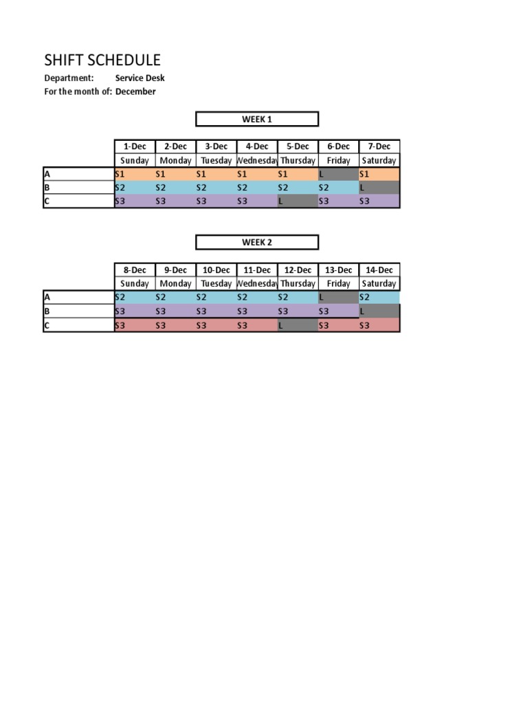 Shift Schedule Format | PDF