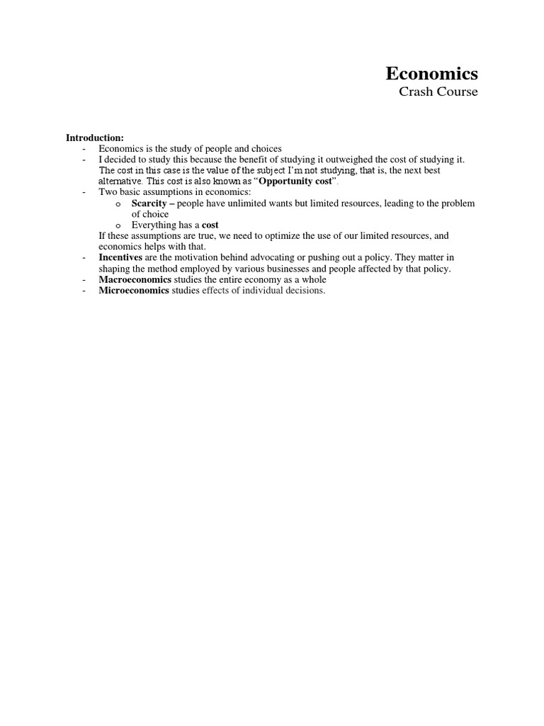 Economics: Crash Course | PDF | Science & Mathematics