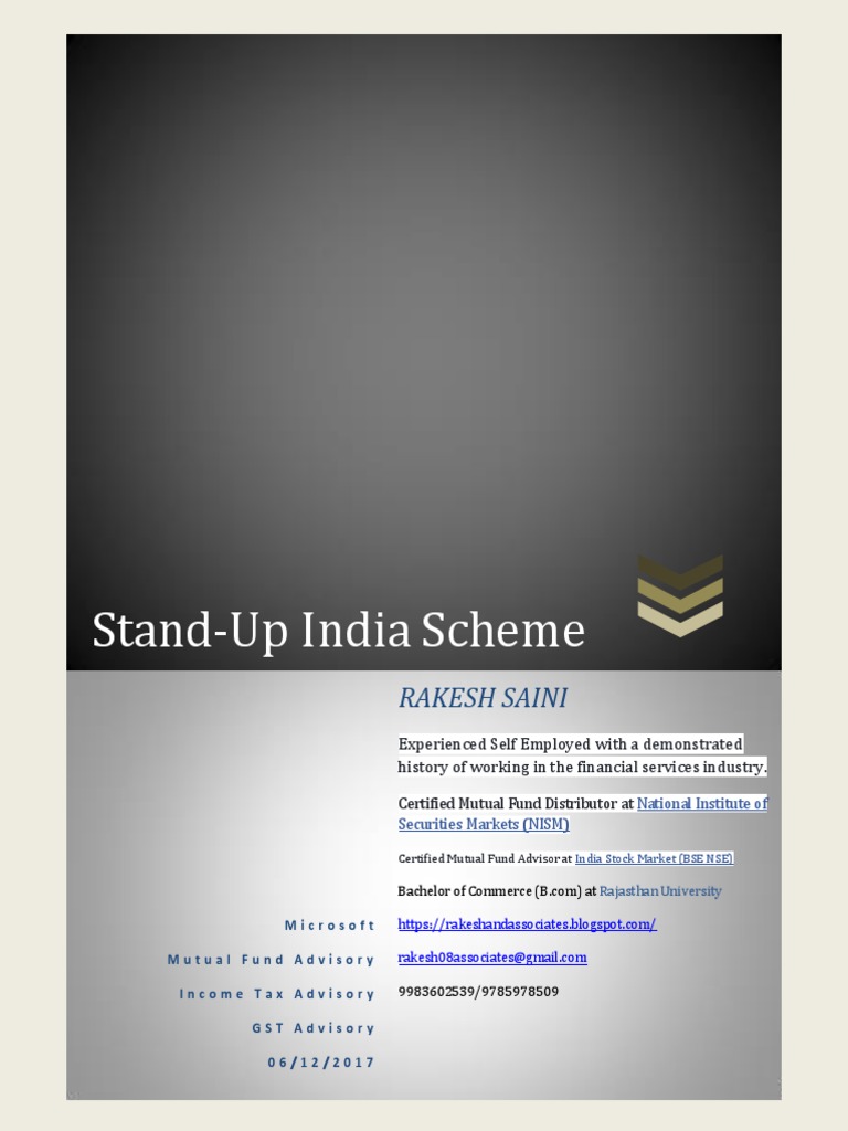 Stand Up India Scheme | PDF | Margin (Finance) | Loans