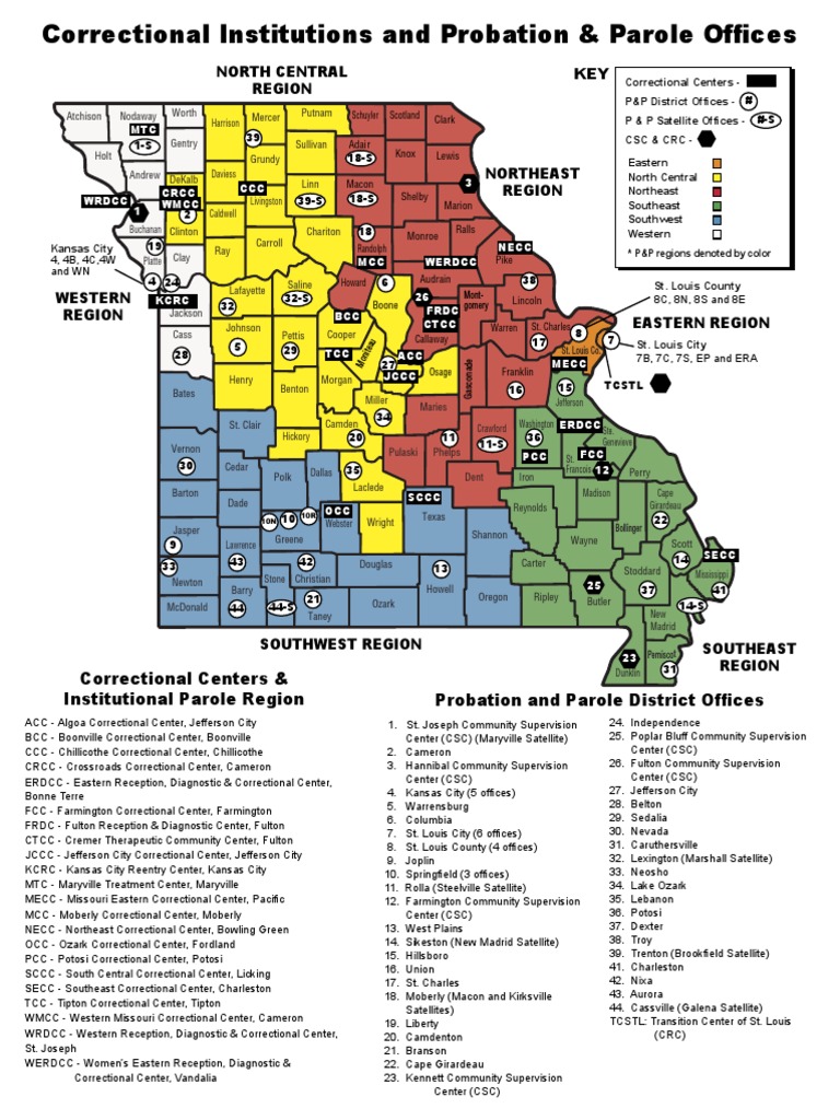 State Prisons Map | PDF | Missouri | Imprisonment And Detention
