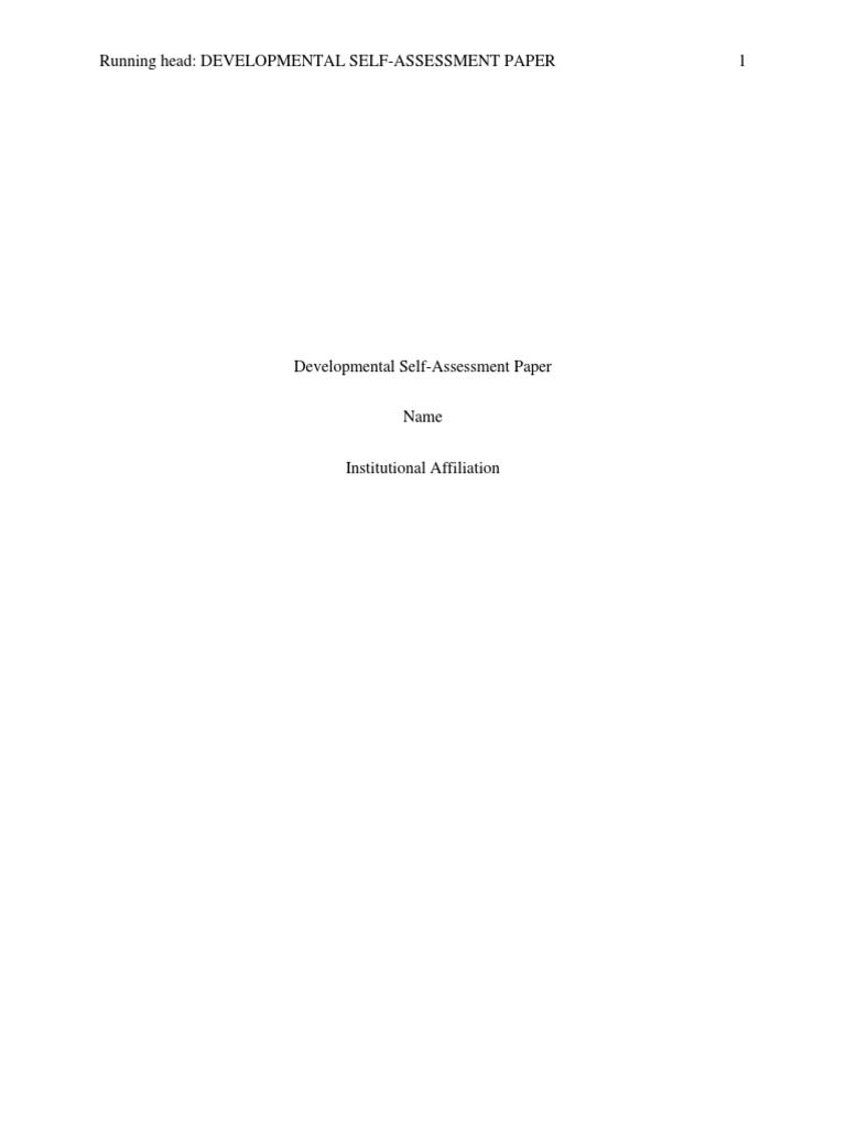 Developmental Self-Assessment Paper | PDF | Self-Improvement | Science ...