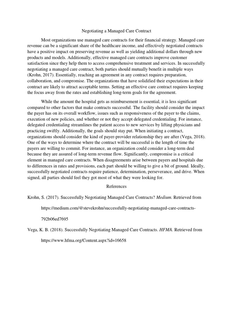 Tips for Negotiating Managed Care Contracts | PDF | Managed Care ...
