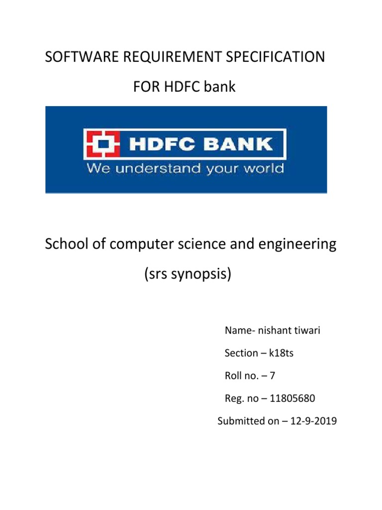 Software Requirement Specification For HDFC Bank | PDF | Graphical User Interfaces | Databases