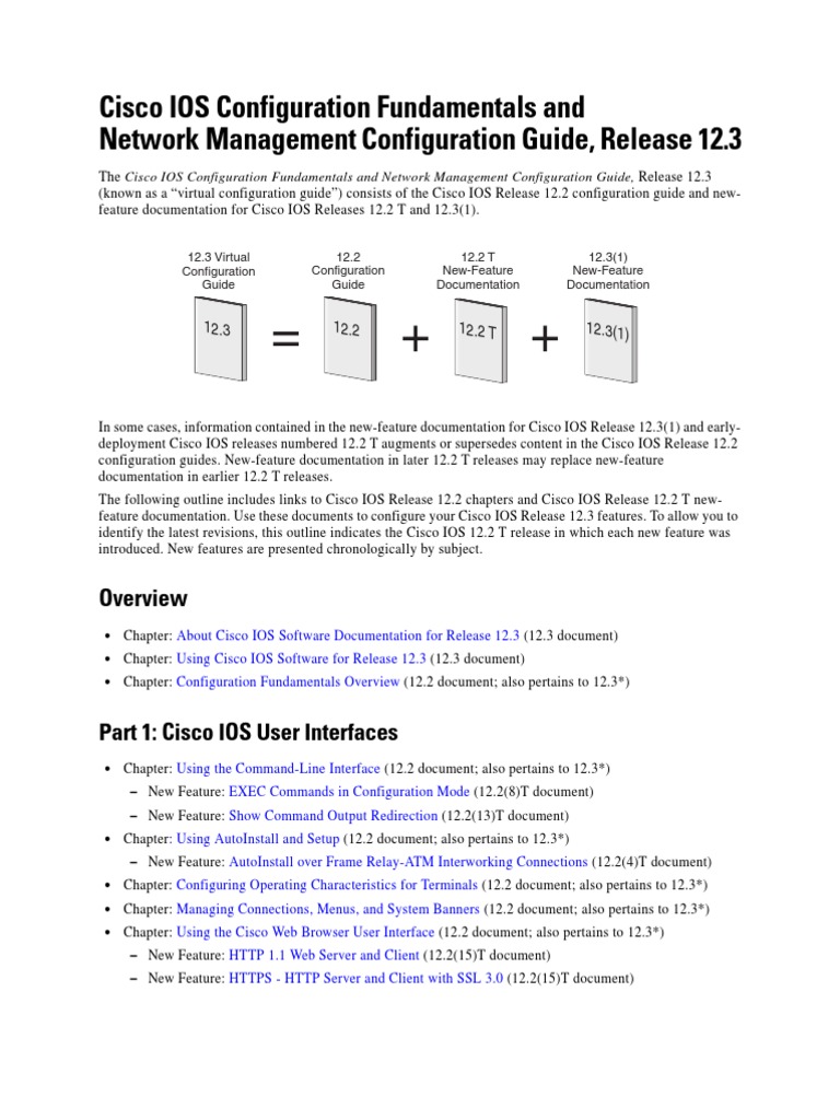 Cisco IOS Configuration Fundamentals and Network Management Configuration Guide, Release 12.3 ...