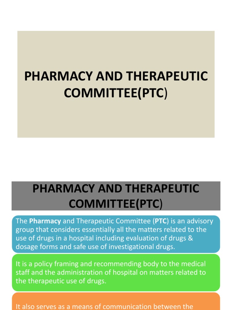 Pharmacy and Therapeutic Committee (PTC) | PDF | Medical Prescription ...