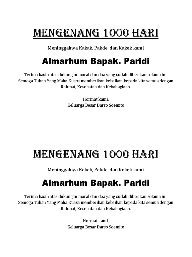 Mengenang 1000 Hari | PDF