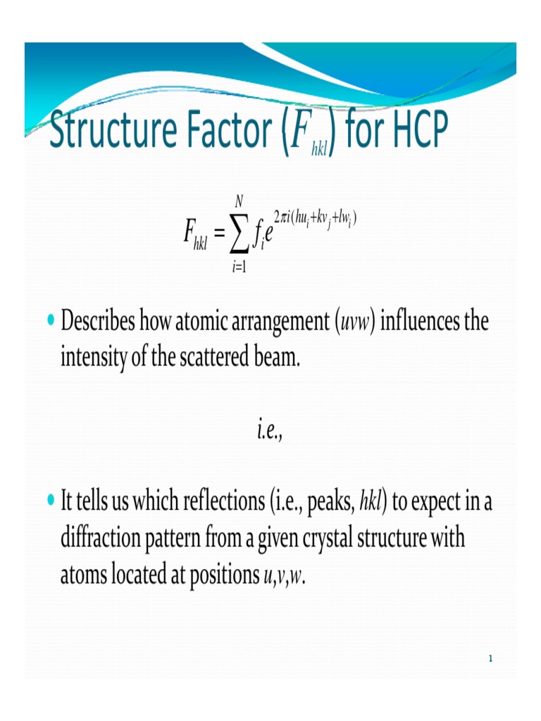 Structure Factor For HCP PDF | PDF