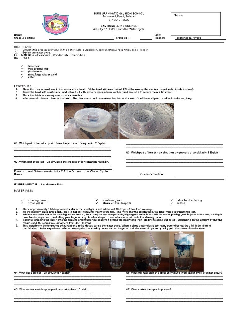 Simulate The Processes Involve in The Water Cycle Evaporation ...