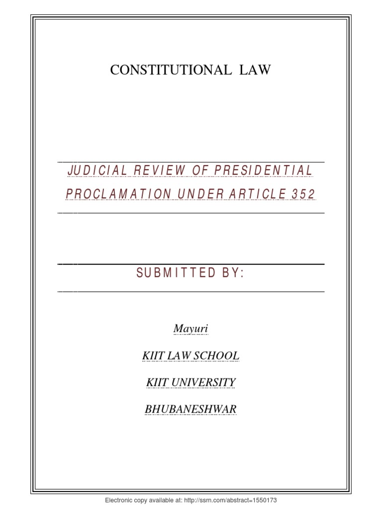 Constitutional Law: Judicial Review of Presidential Proclamation Under ...
