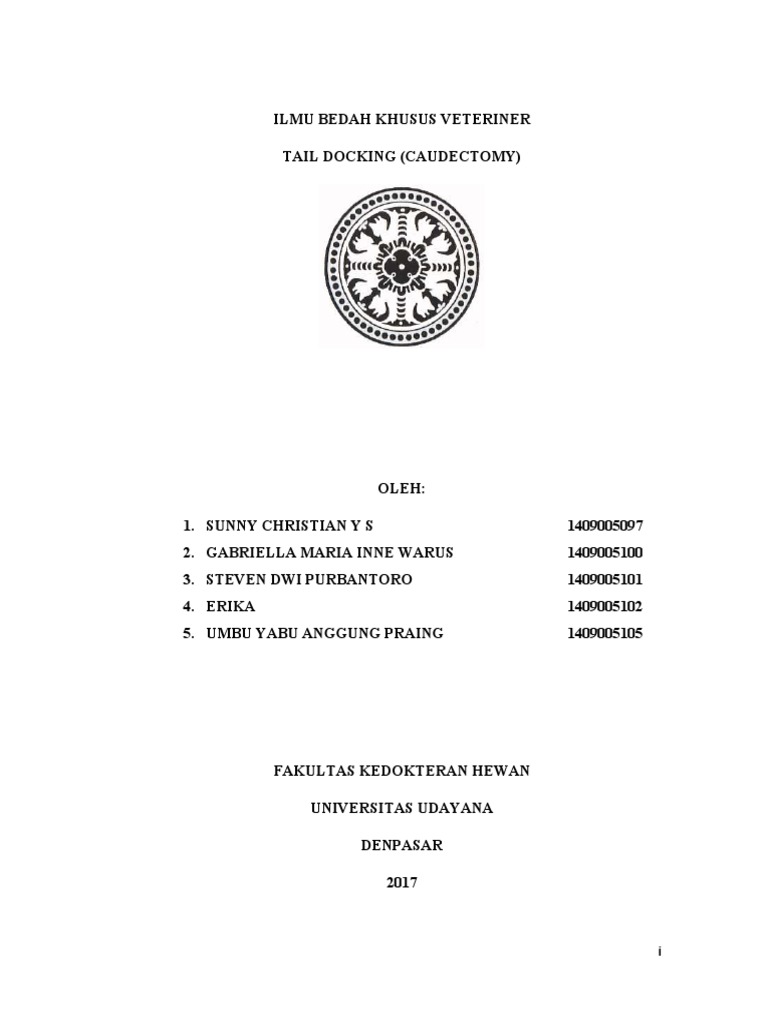 Tail Docking (Caudectomy) | PDF