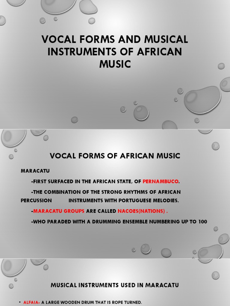 Vocal Forms and Instruments in African Music | PDF | String Instruments ...