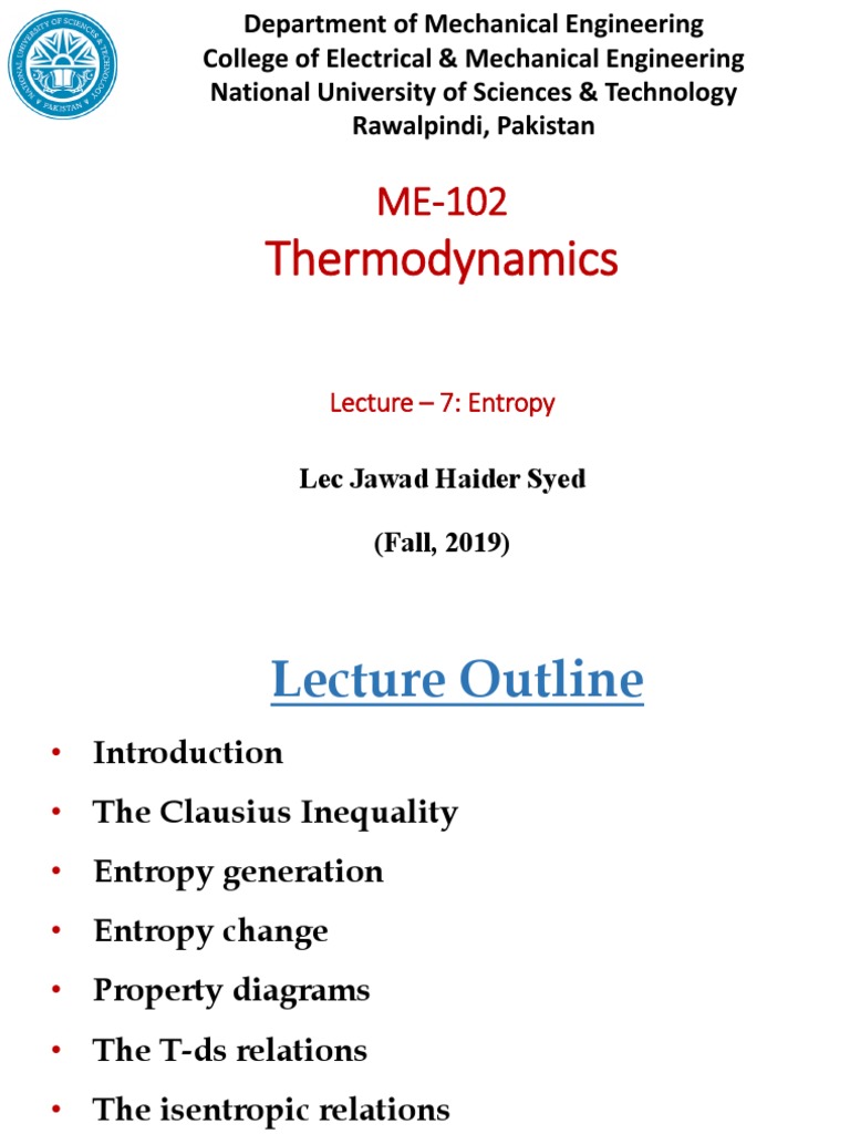 Thermodynamics: Lecture - 7: Entropy | PDF | Entropy | Second Law Of ...