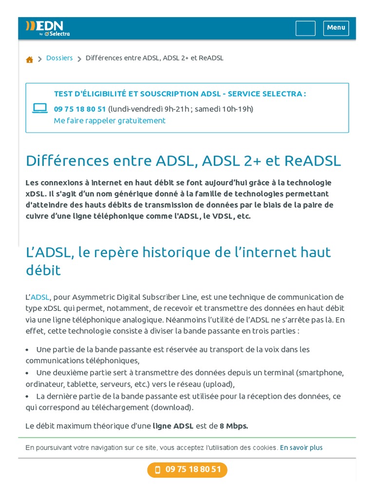 Différences Entre ADSL, ADSL 2+ Et ReADSL | PDF | Équipement de ...