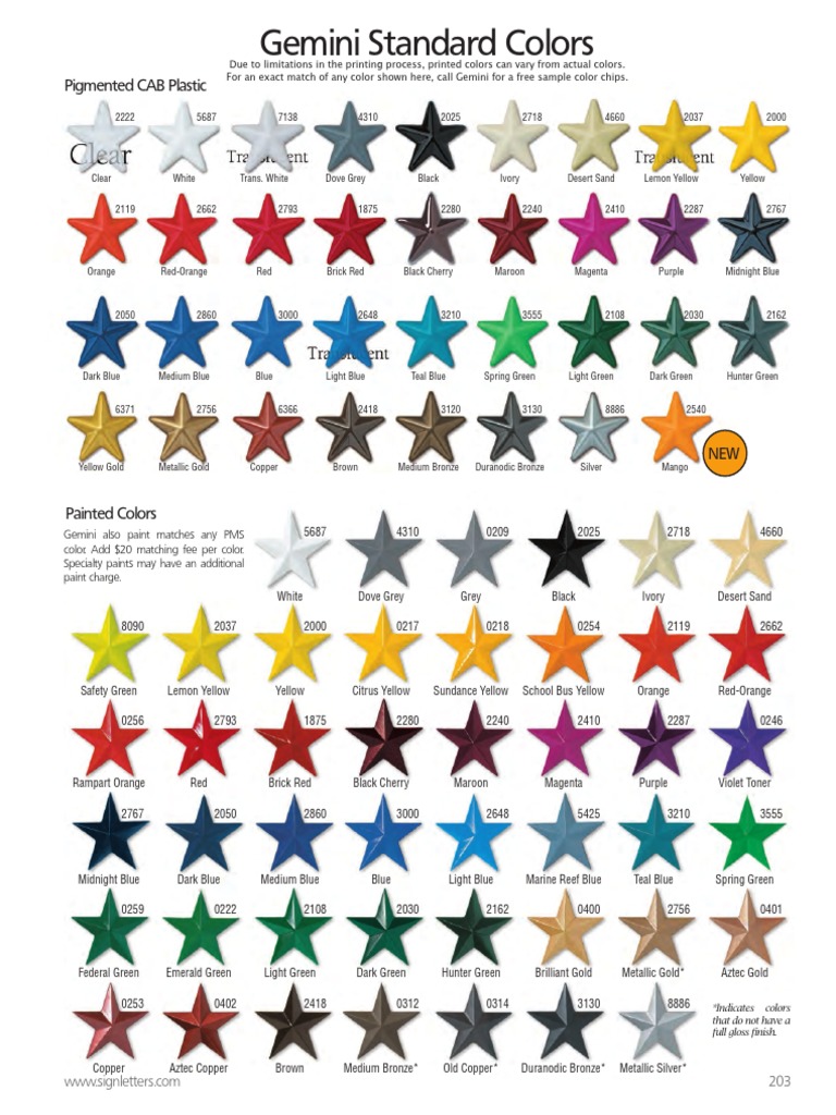 Gemini Standard Colors | PDF | Blue | Green