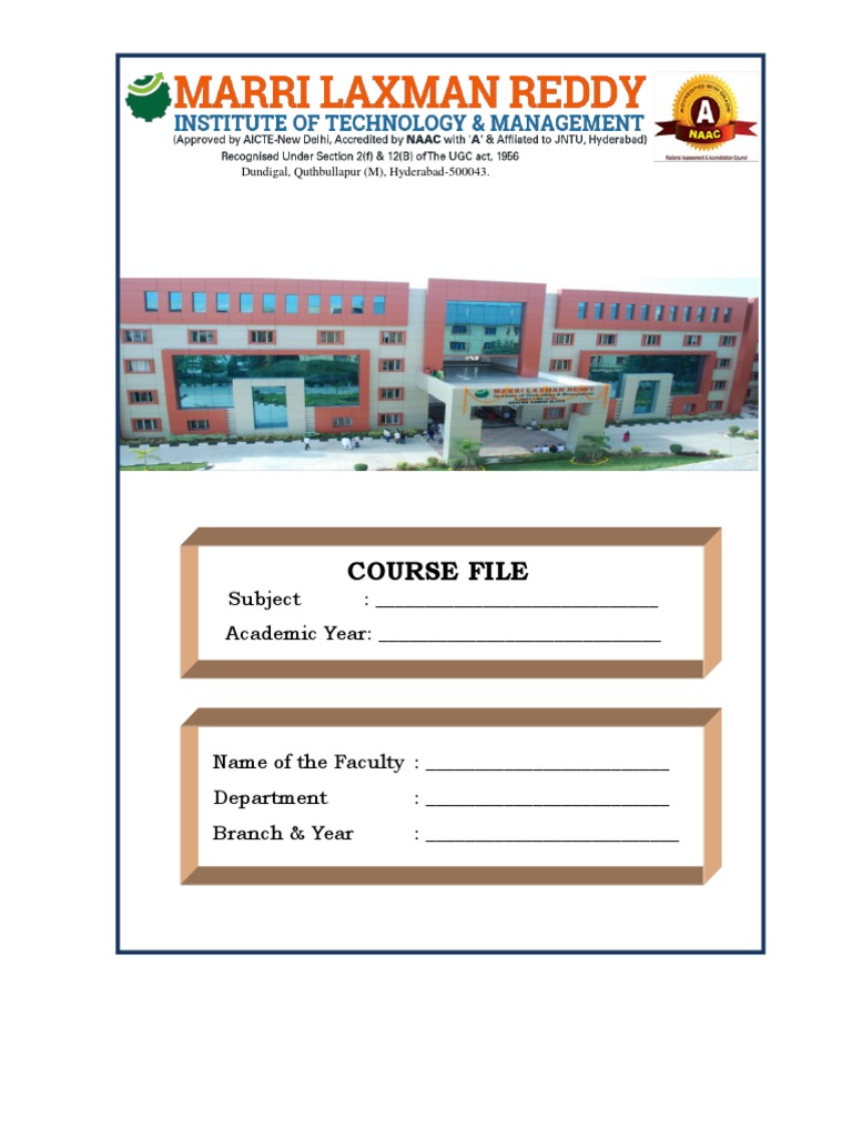 Course File Format For 2015-2016 | PDF | Academic Term | Engineering