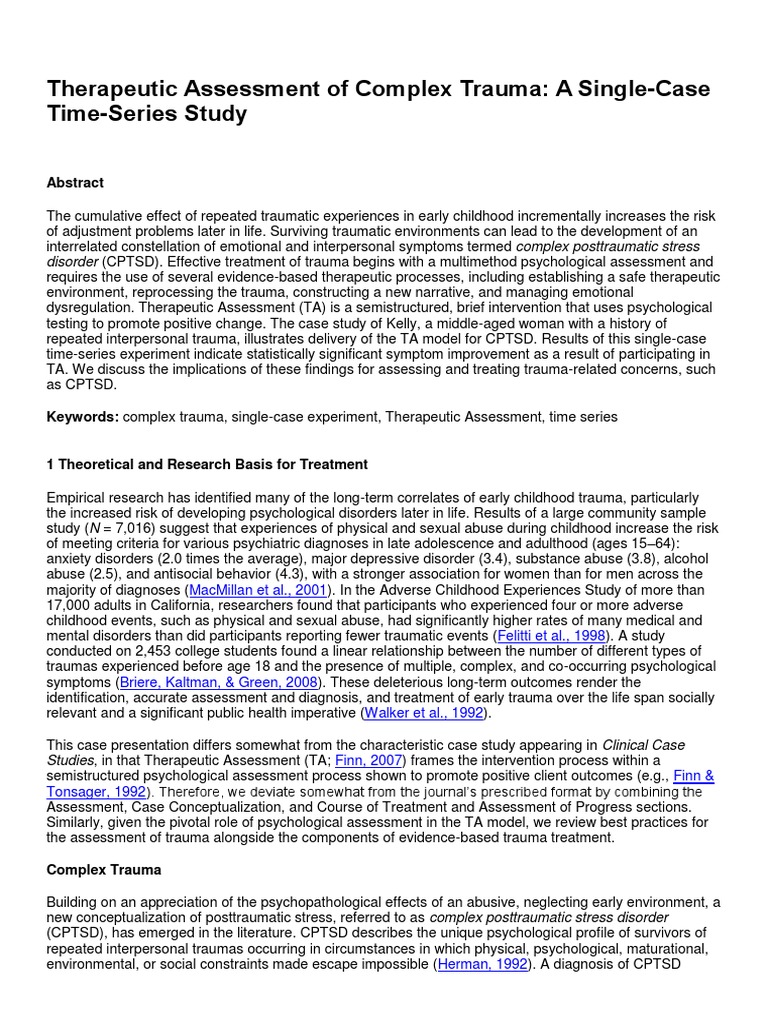 Therapeutic Assessment for CPTSD | PDF | Complex Post Traumatic Stress ...