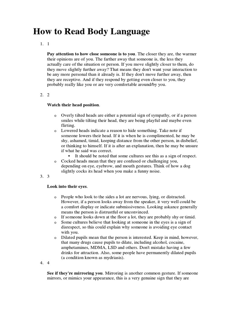 Body Language II | PDF | Body Language | Psychology