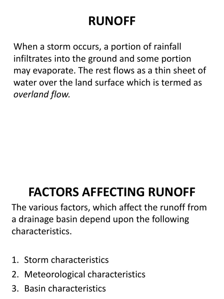 Factors Affecting Runoff, Estimating The Volume of Storm Runoff | PDF ...