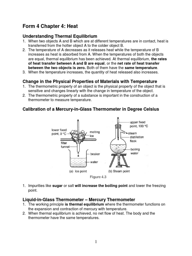 Form 4 Chapter 4: Heat: Understanding Thermal Equilibrium | PDF | Heat ...