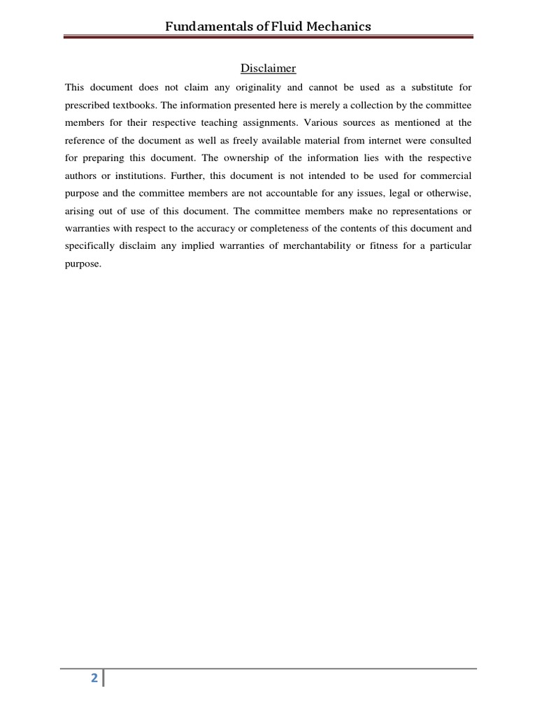 Fundamentals of Fluid Mechanics: Disclaimer | PDF | Buoyancy | Viscosity