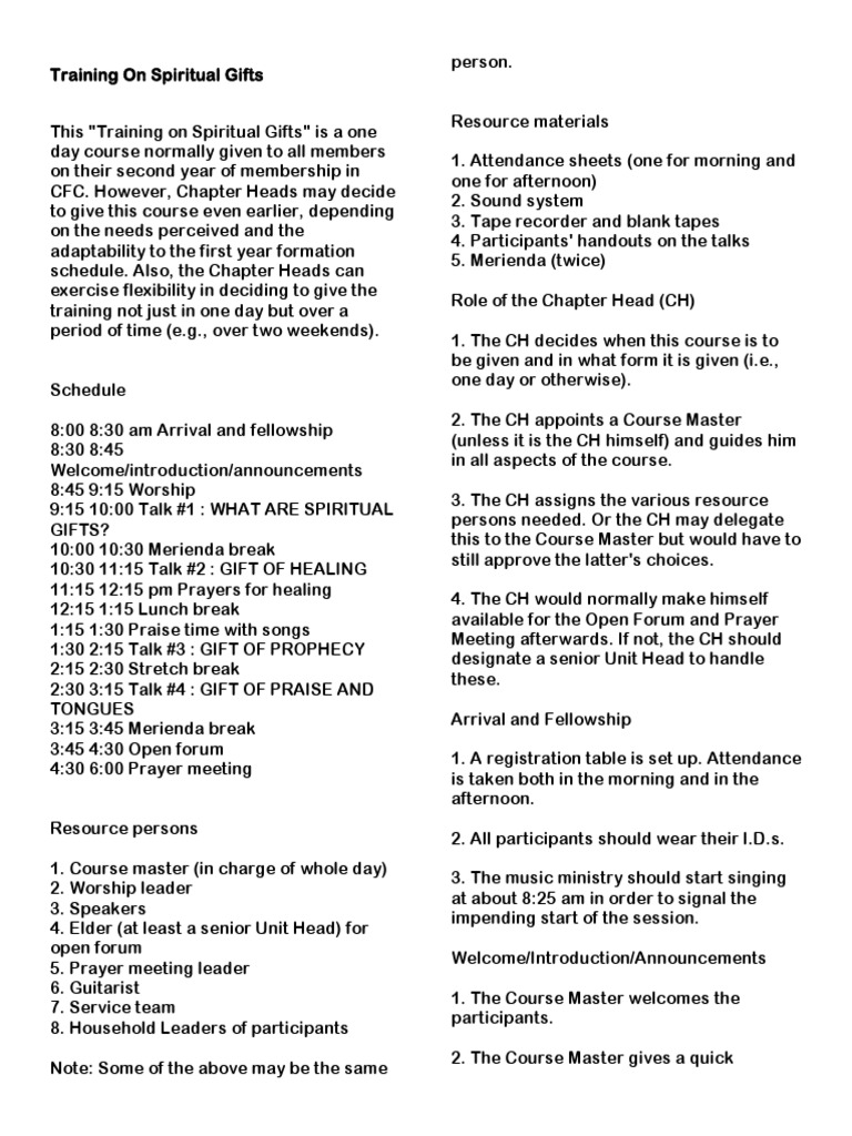 Training On Spiritual Gifts | PDF | Spiritual Gift | Prophecy