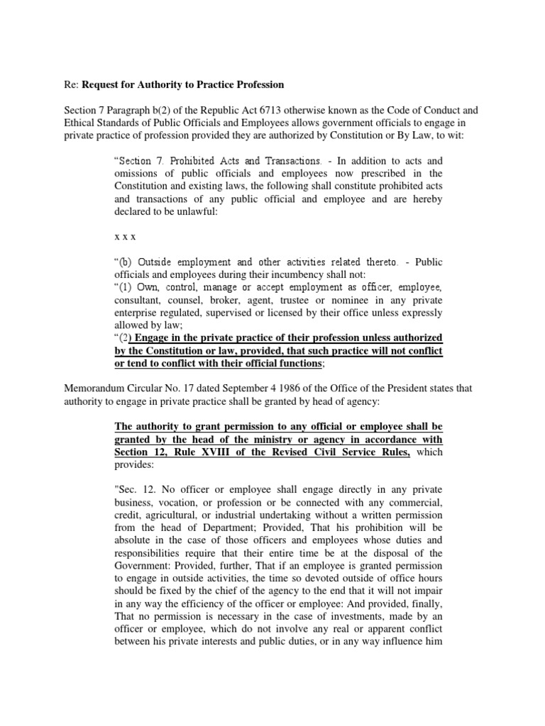 Practice of Profession of Government Employee | Download Free PDF ...