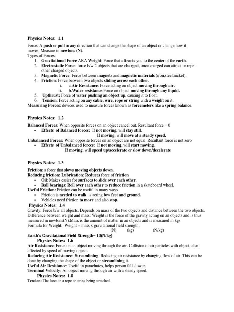 Checkpoint Physics Notes Chapter 1-5 | PDF | Natural Satellite | Planets