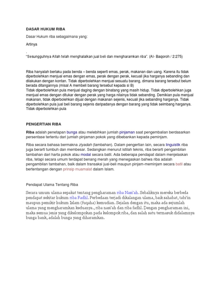 Dasar Hukum Riba | PDF