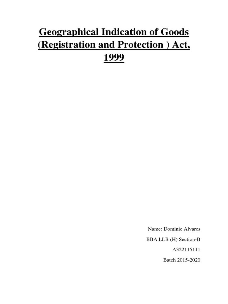 Geographical Indication of Goods (Protection and Registration) Act ...