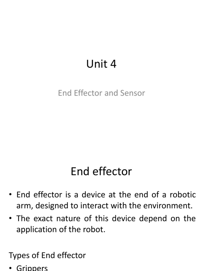 Unit 4: End Effector and Sensor | PDF | Machines | Mechanical Engineering