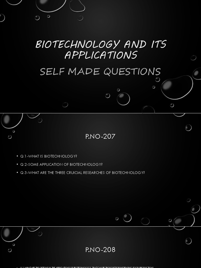 Biotechnology and Its Applications: Self Made Questions | PDF ...