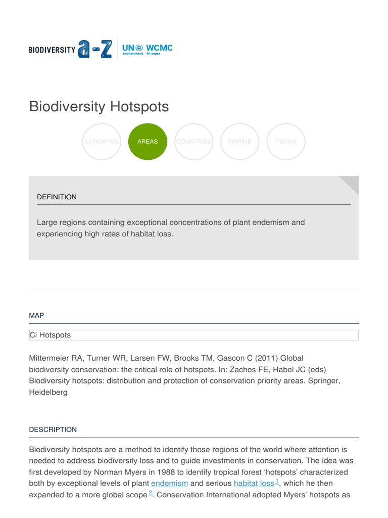 Biodiversity Hotspots | PDF | Biodiversity | Conservation Biology