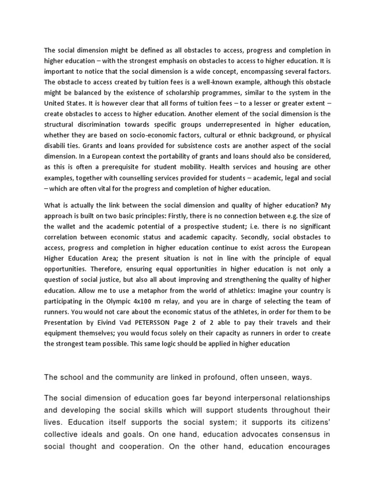 Understanding Social Dimensions in Education | PDF | Special Education ...