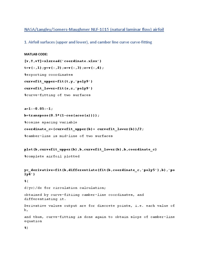 Analysis and Curve-Fitting of the NASA/Langley NLF-1015 Natural Laminar ...